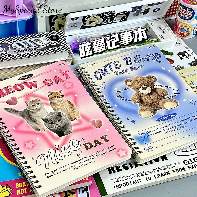 50sheet Ins Notebook Creative Cute Cartoon Bear Kitten Horizontal Line ...