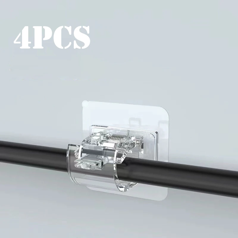 2/4pcs Adhesive Wall Curtain Rod Holder Nail-Free Adjustable Clamp ...