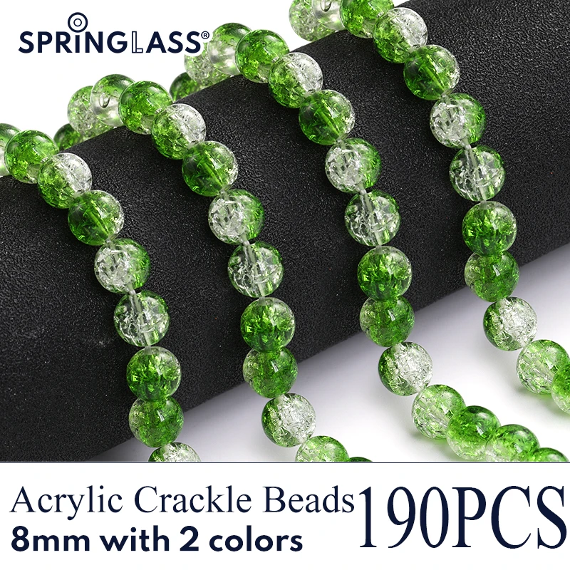 Green-Acrylic-Crackle-Beads-10-Color-8mm-Lampwork-Round-Handcrafted ...