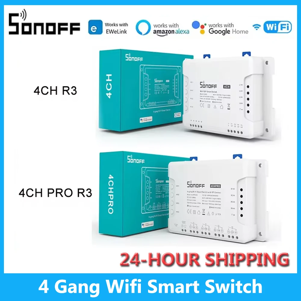 SONOFF 4CH R3 /4CH PRO R3 4 Gang Smart WIFI Switch 433MHZ Din Rail ...