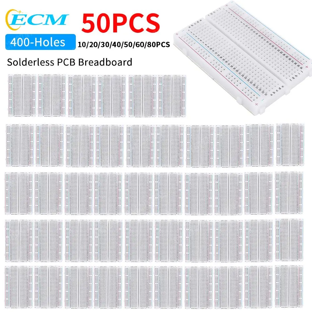 1-50PCS-400-Tie-Points-Solderless-PCB-Breadboard-BB-801-Prototype ...