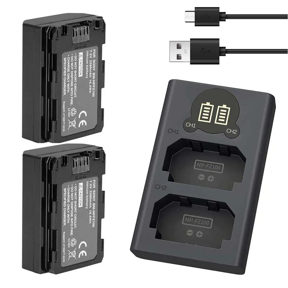 Np Fz100 Bateria Carregador Usb Duplo Led Grátis Para Sony Bc Qz1