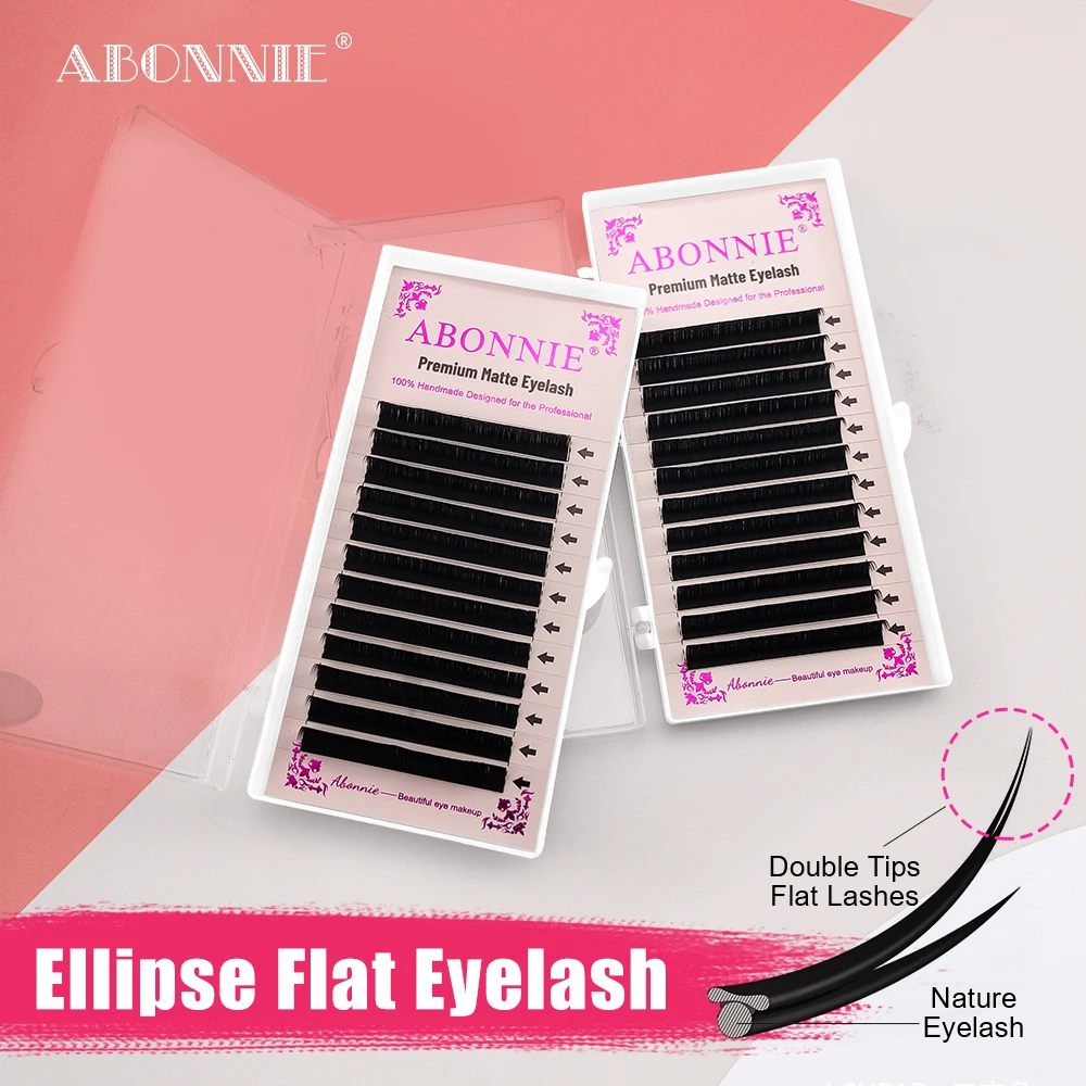 Abonnie Ultra Matte Black Ellipse Flat Eyelash Extensions Softer ...