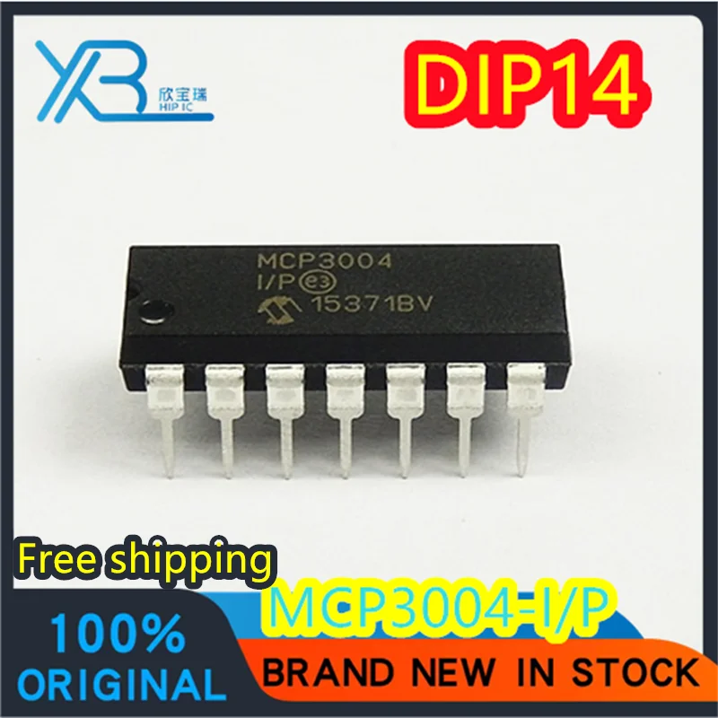 (1/20 pieces) Free shipping MCP3004-I/P MCP3004 DIP14 10-bit ADC analog ...