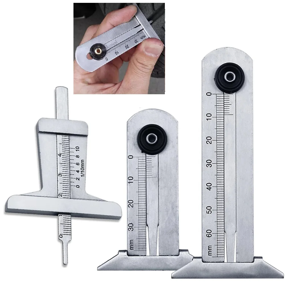 Stainless Steel Car Tyre Tire Tread Depth Gauge Meter Ruler Caliper ...