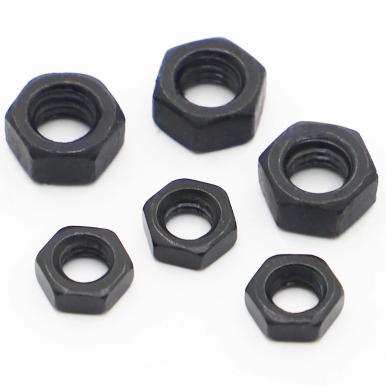 1/2/5/10/50pcs Black Grade 8.8 steel Hexagon Nut M2 M2.5 M3 M3.5 M4 M5 ...