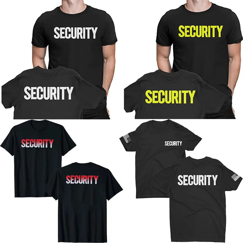 Security-T-Shirt-Front-Back-Print-Mens-Tee-Staff-Event-Uniform-Male ...