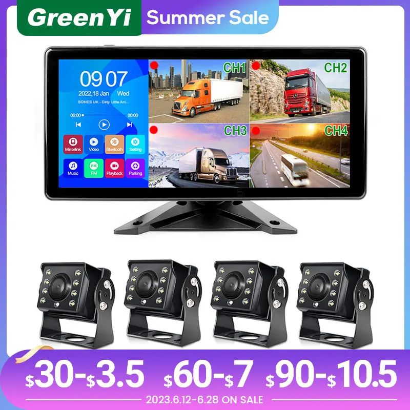 Pantalla dividida de 4 canales para coche, Monitor grabador DVR MP4 de ...