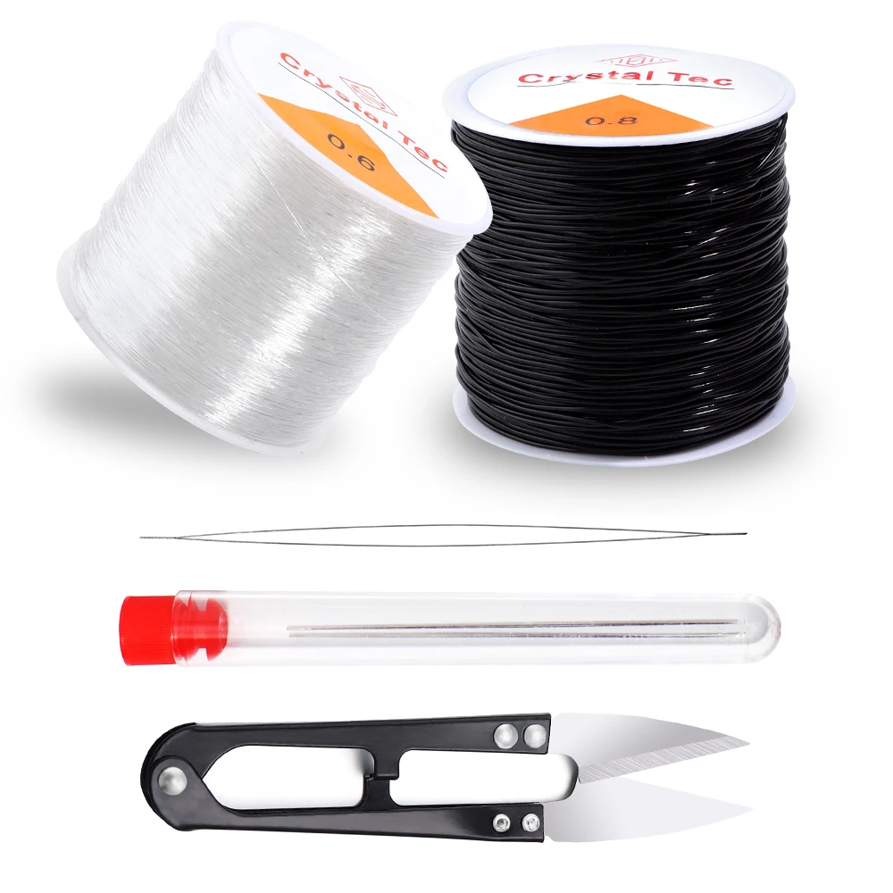Transparente-Cristal-El-stico-Hread-Cord-Beading-Agulhas-Tesoura-Fio ...