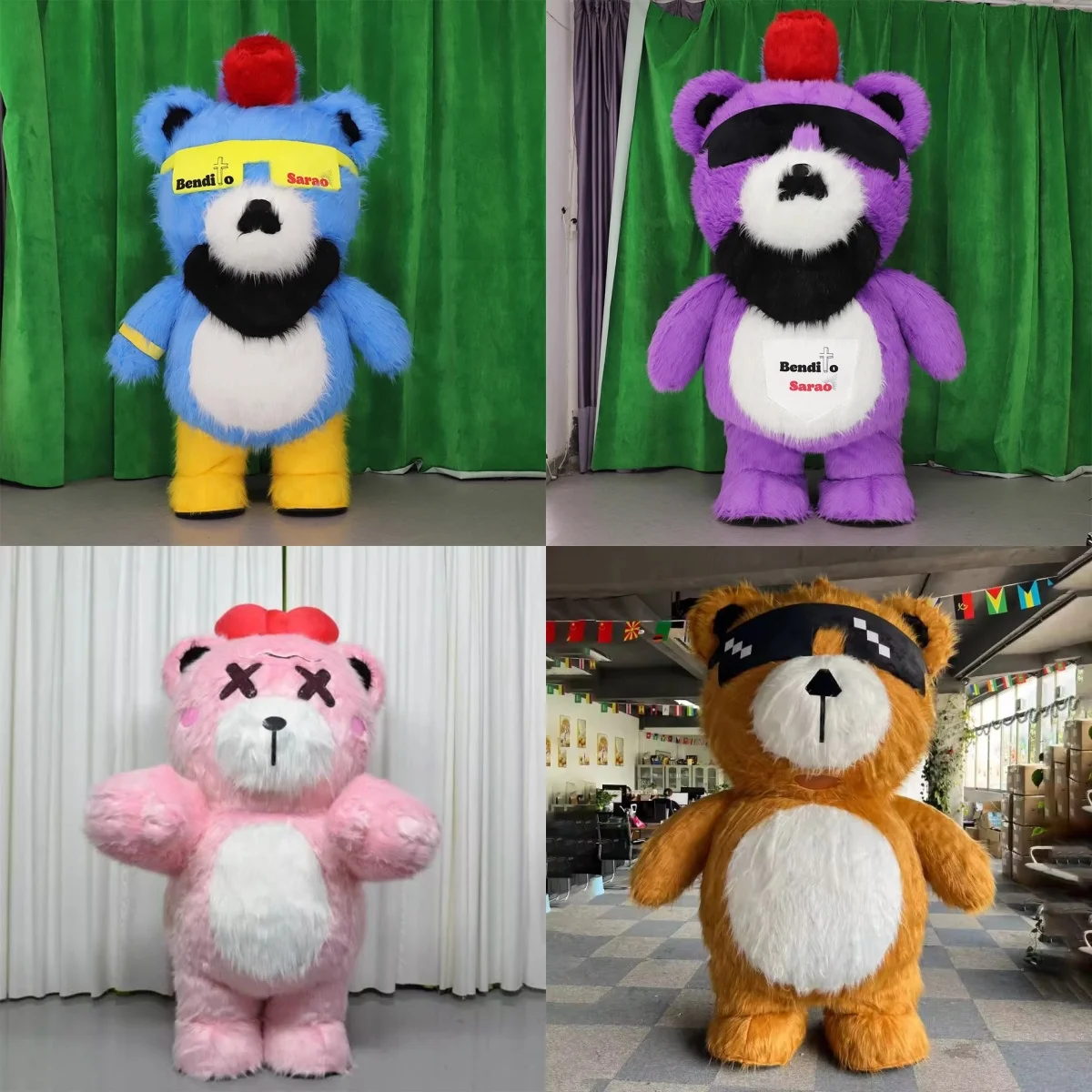 2M/2.6M Giant Plush Cool Bear Inflatable Costume Anime Furry Teddy Bear ...