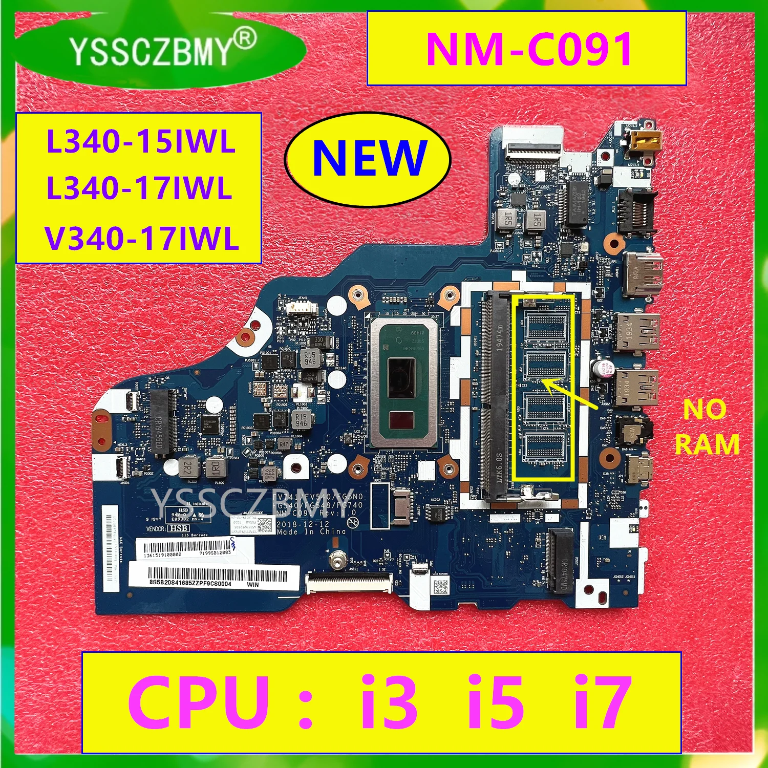 NEW-NM-C091-Motherboard-For-Lenovo-IdeaPad-L340-15IWL-L340-17IWL-V340 ...