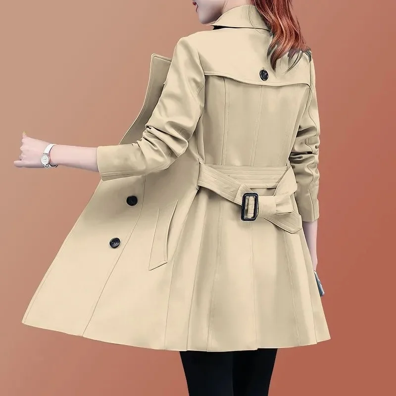 2025 novo trench coat midi comprimento moda coreano elegante cáqui ...