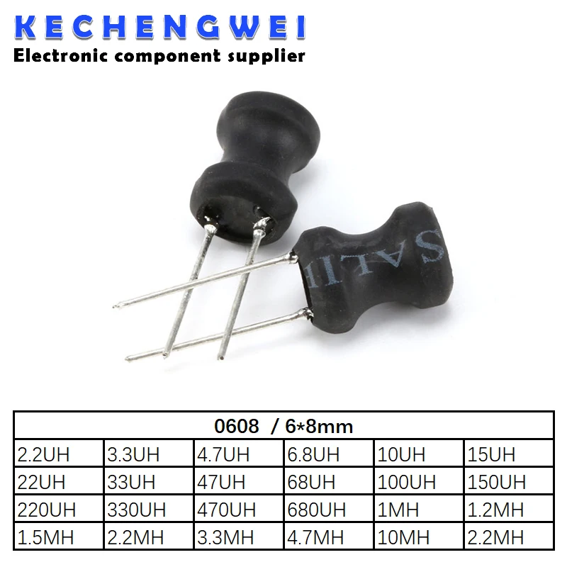 10PCS-0608-6-8mm-I-shape-Power-Inductor-Inductance-Copper-Coil-1MH-68uh ...