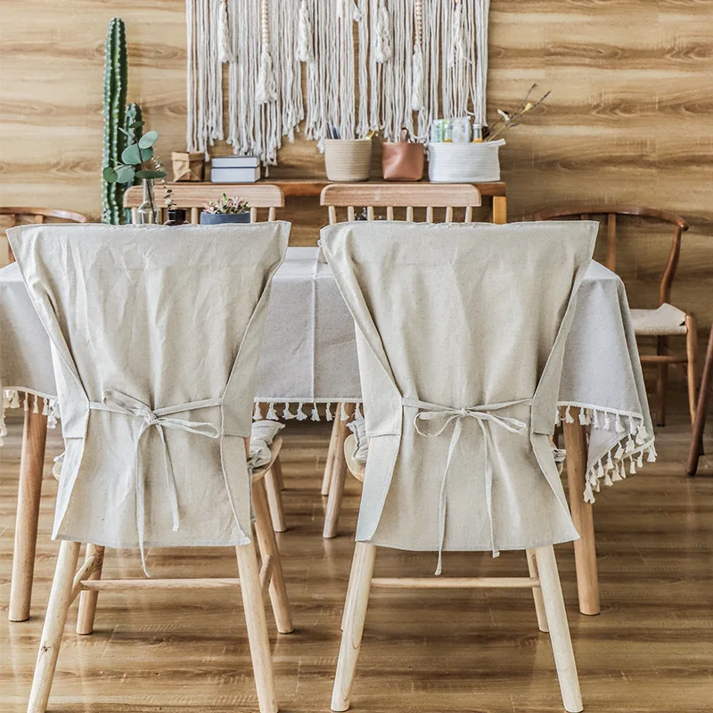 Cotton Linen Chair Back Cover for Dining Room Wedding Party Chair Seat ...