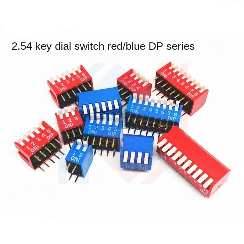 5PCS/lot Piano Style 2.54mm Foot Distance Side Dial Dip Switch 2P 1/2/3 ...