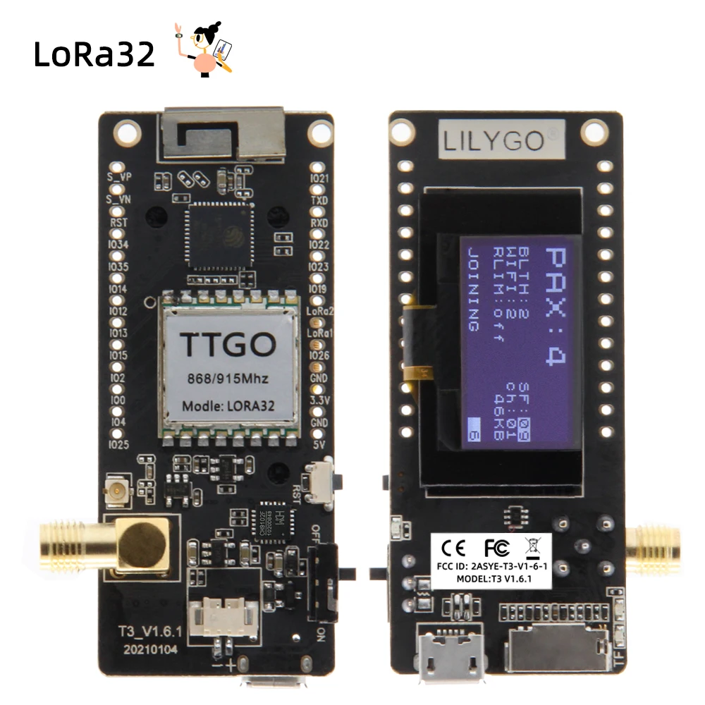 LILYGO® LoRa32 V2.1 ESP32 LoRa Development Board, SX1276 SX1278 Module, 433MHz 868MHz 915MHz, 0. ...