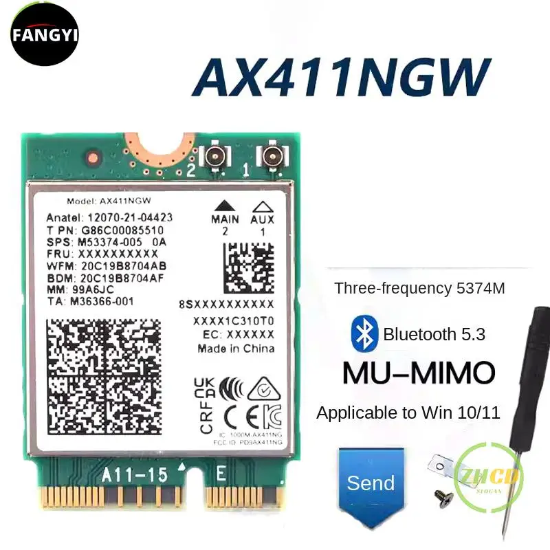 WiFi-6E-triple-banda-Intel-AX411-CNVio2-para-Bluetooth-5-3-2-4G-5G-6G ...