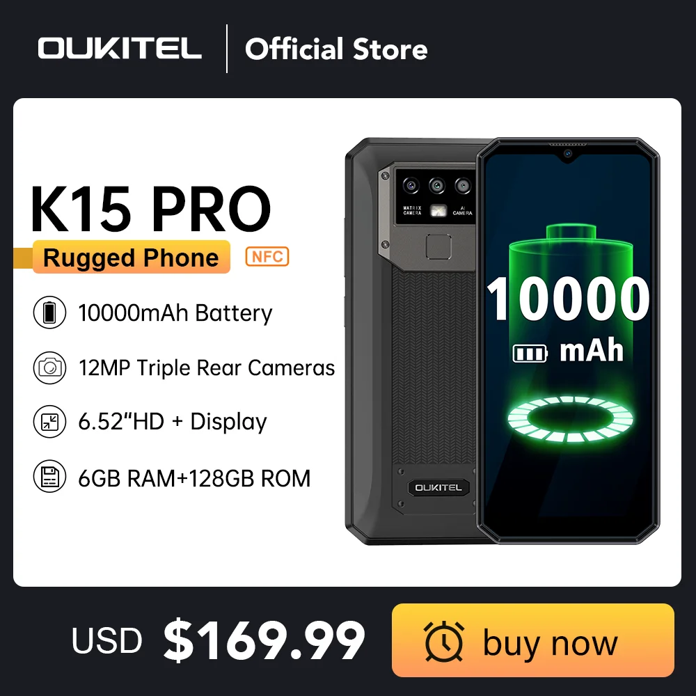 Oukitel k15 pro NFC smartphone 6G+128G 6.5" 10000mAh Octa Core Mobile ...