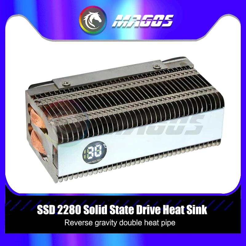 M.2 2280 SSD Heat Sink With Digital Display 2 Copper Heat Pipes Solid ...