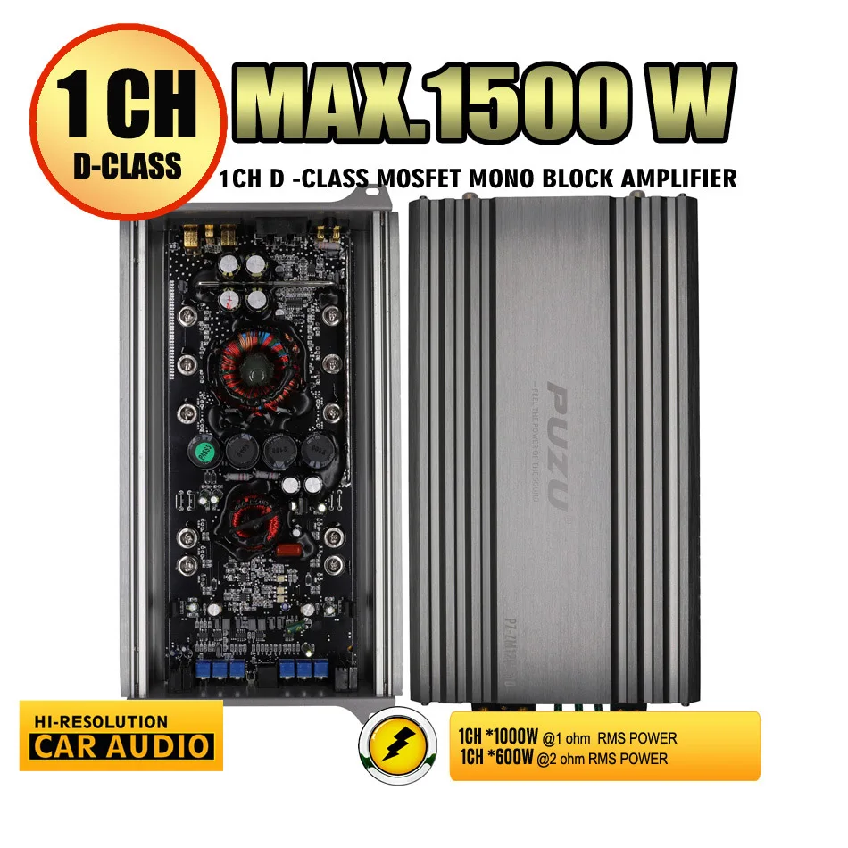 PUZU-PZ-ZM1200-1D-Mono-1500Watts-D-class-Car-Audio-Power-Amplifier-1ch ...