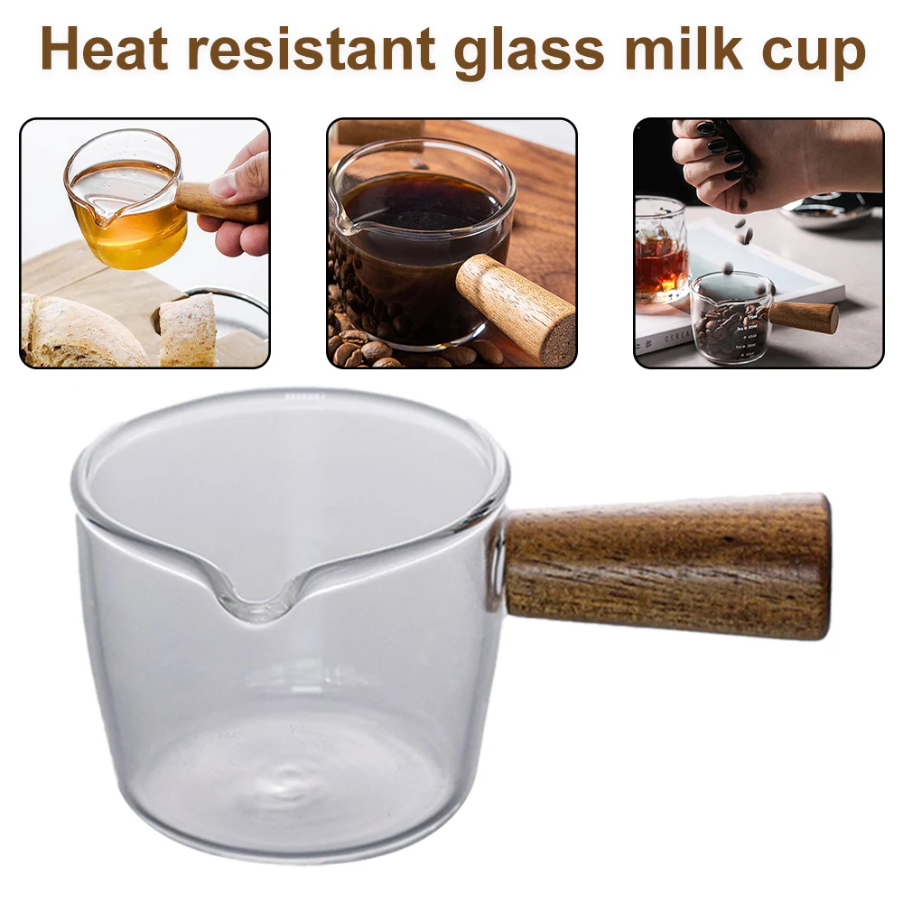 50-100ml-Wood-Handle-Glass-Espresso-Measuring-Cup-Double-Single-Mouth ...