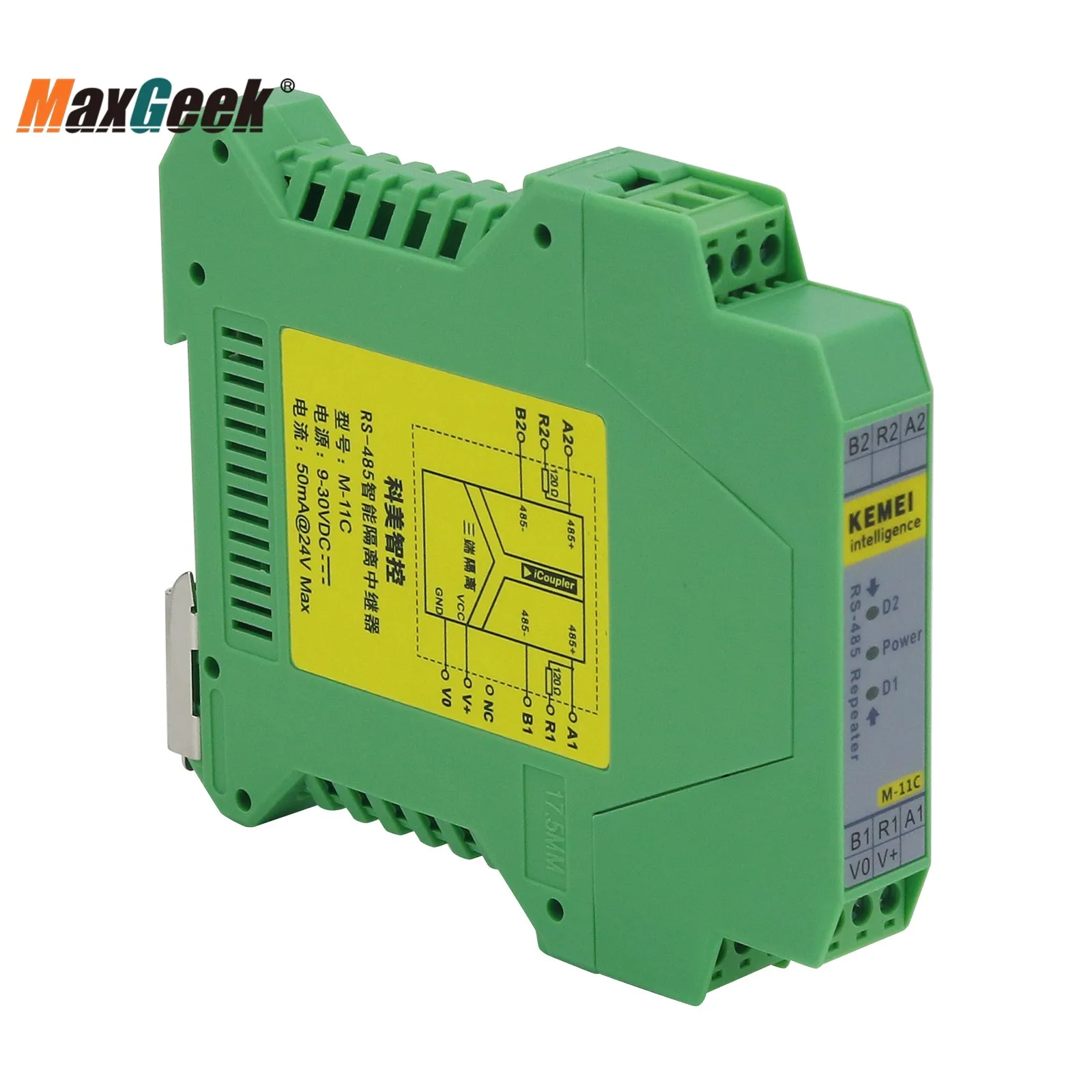 Maxgeek-M-11C-RS485-Repeater-Module-Industrial-DIN-Rail-RS-485-Repeater ...