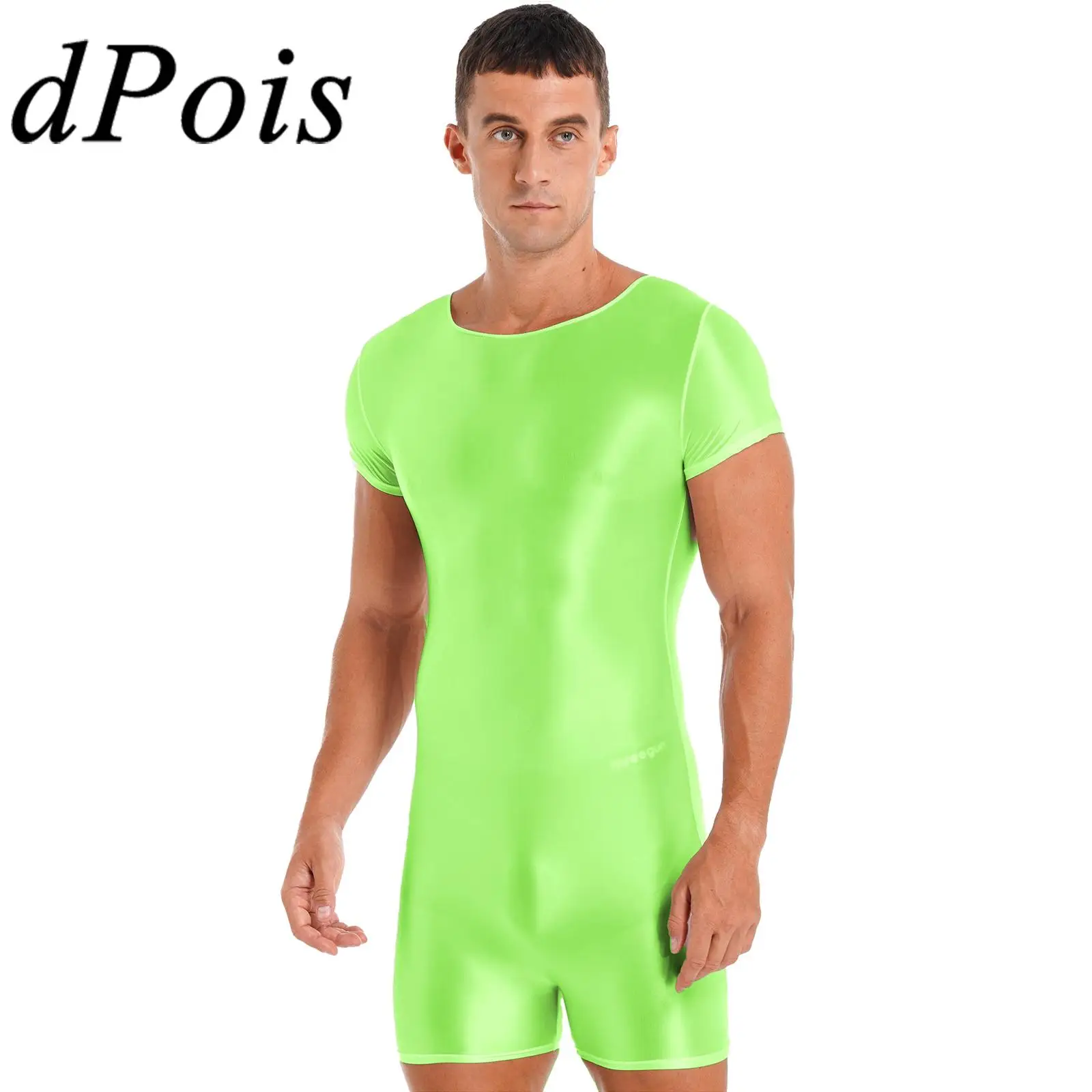 Men-s-Bodysuits-Glossy-Short-Sleeve-Bodysuit-Jumpsuit-for-Sport-Running ...