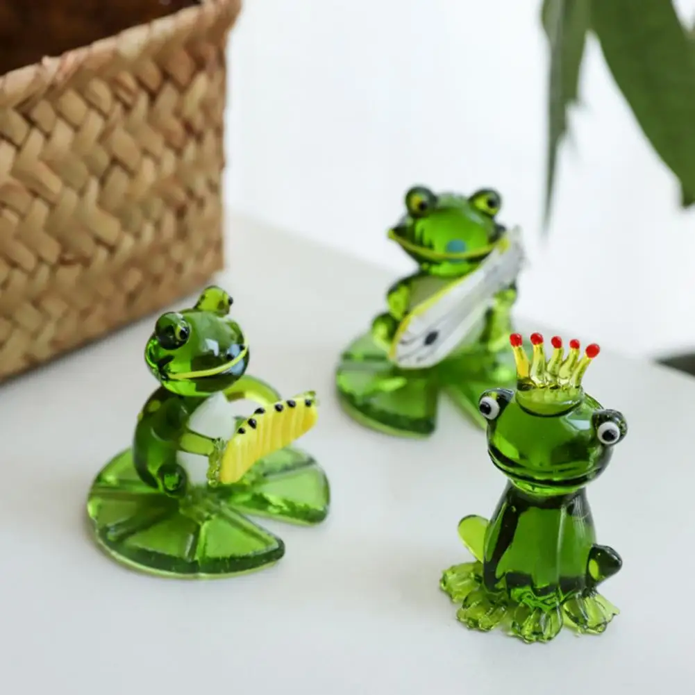 Frog Statue Wear resistant Glass Decorative Creative Crown Design Frog ...