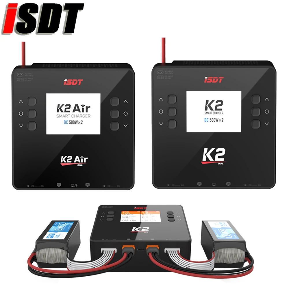 ISDT K2/K2 Air AC 200W/DC 500W Dual Channel Smart Battery Balance Charger/Discharger For LiPo ...
