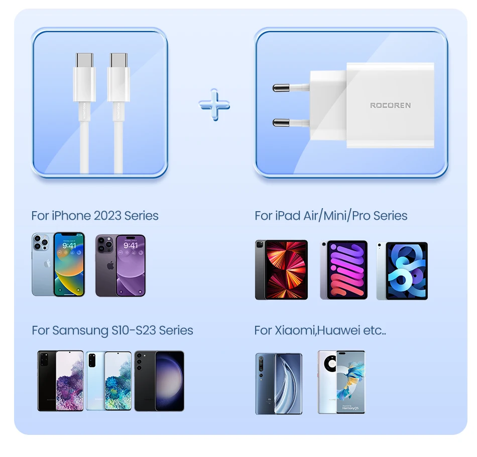 Зарядное устройство Rocoren GaN USB Type C PD 20 Вт, быстрое зарядное ...