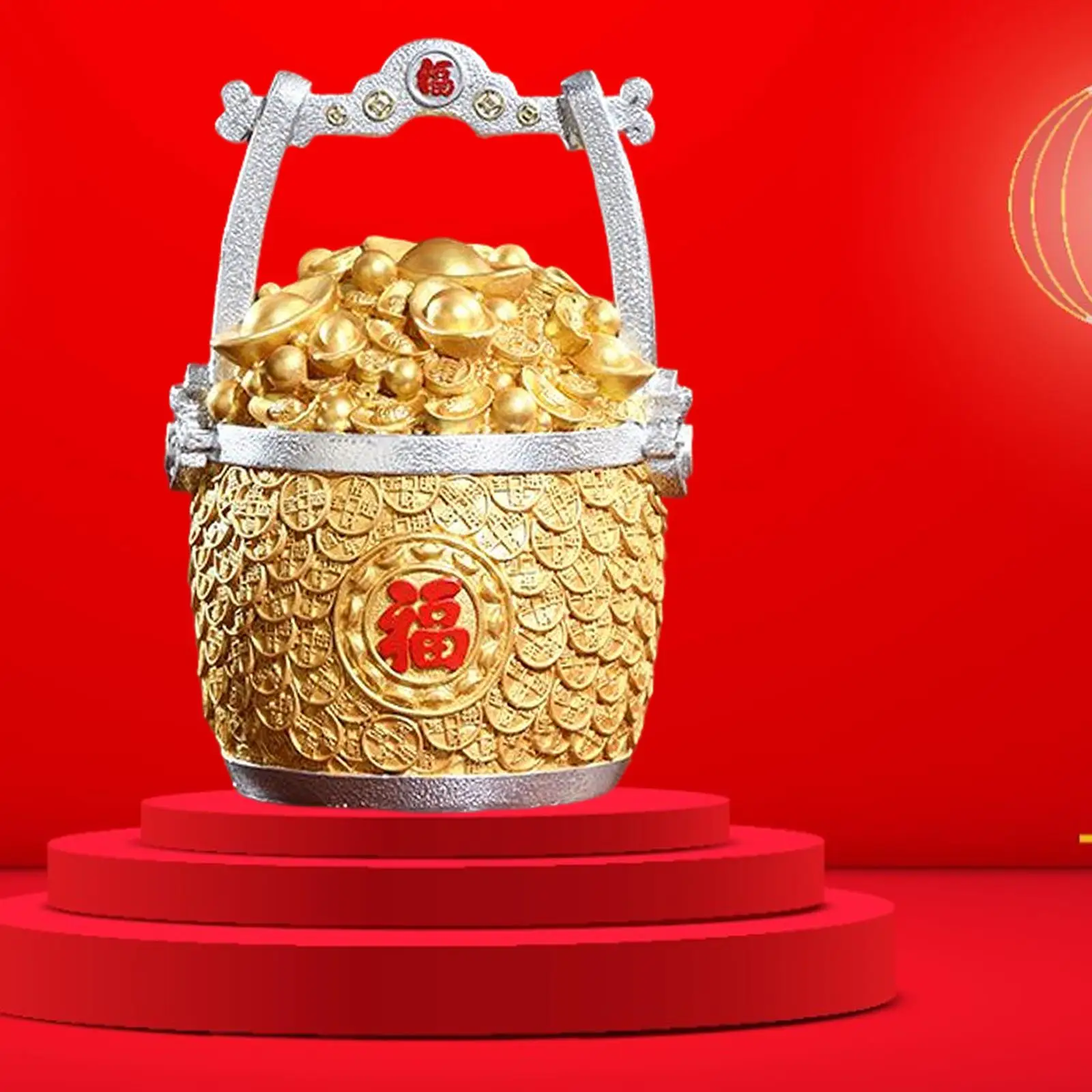 Chinese New Year Ingots Bucket Figurine Decoration Luck Ornament ...