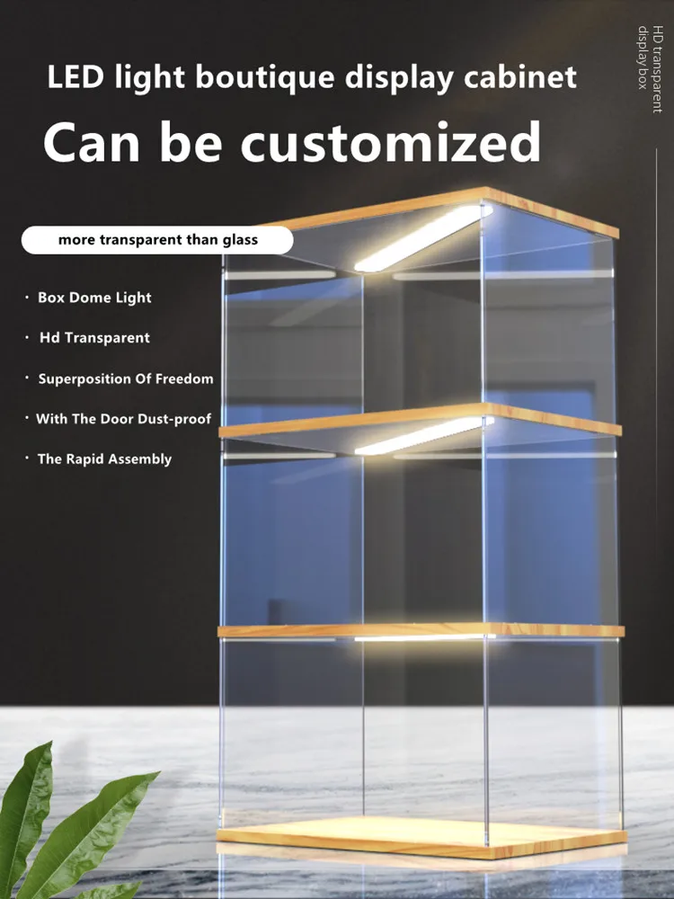 Customizable size acrylic display cabinet with light storage box ...