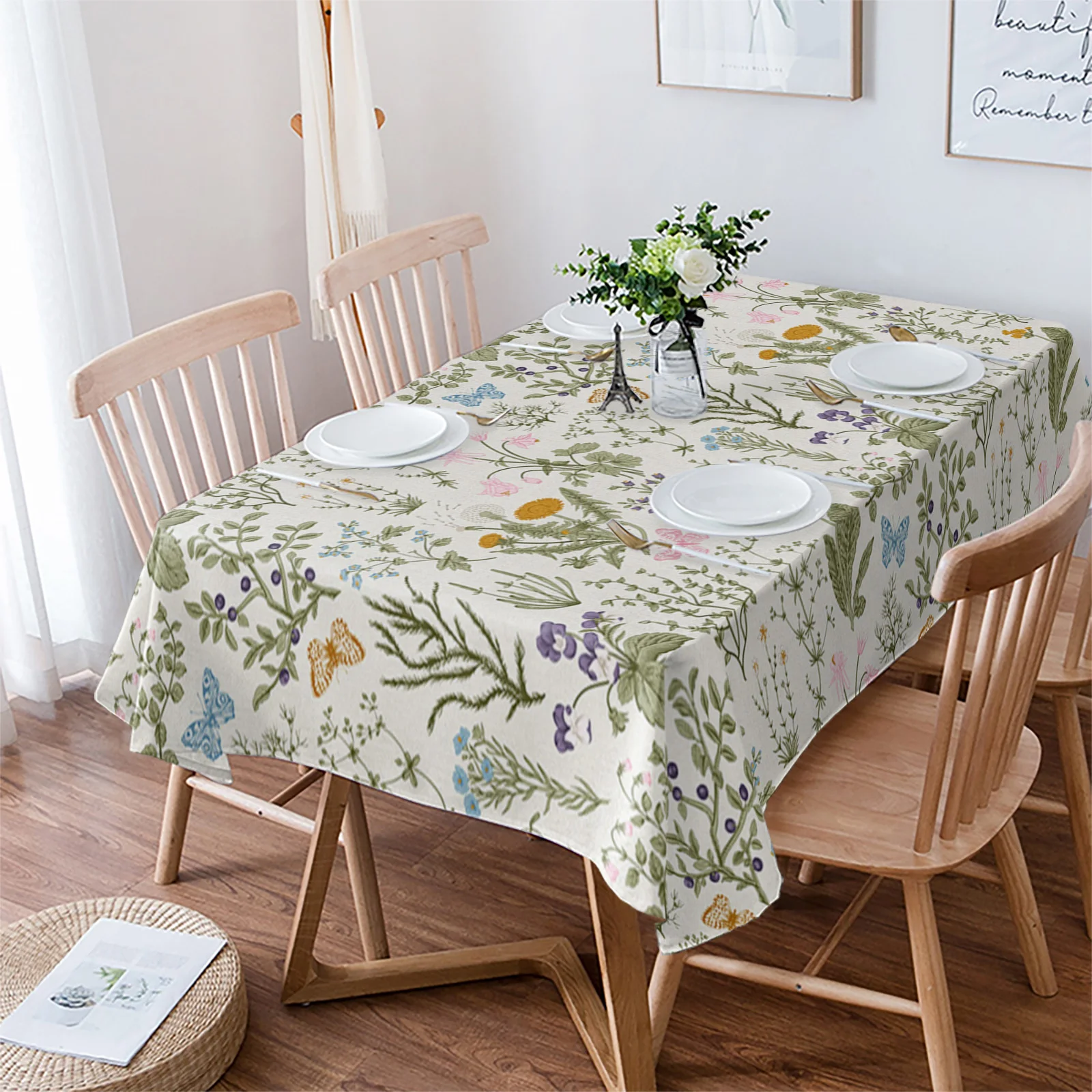 Vintage-Herbaceous-Floral-Texture-Tablecloth-Waterproof-Dining-Table ...