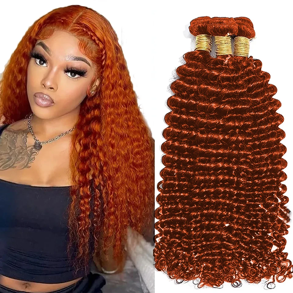 350-Ginger-Colored-Bundles-Human-Hair-Deep-Wave-Brazilian-Human-Hair ...