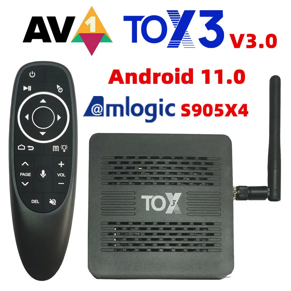 Original TOX3 Smart TV Box Android 11 4GB 32GB Amlogic S905X4 2T2R Dual Wifi 1000M LAN BT4.1 ...