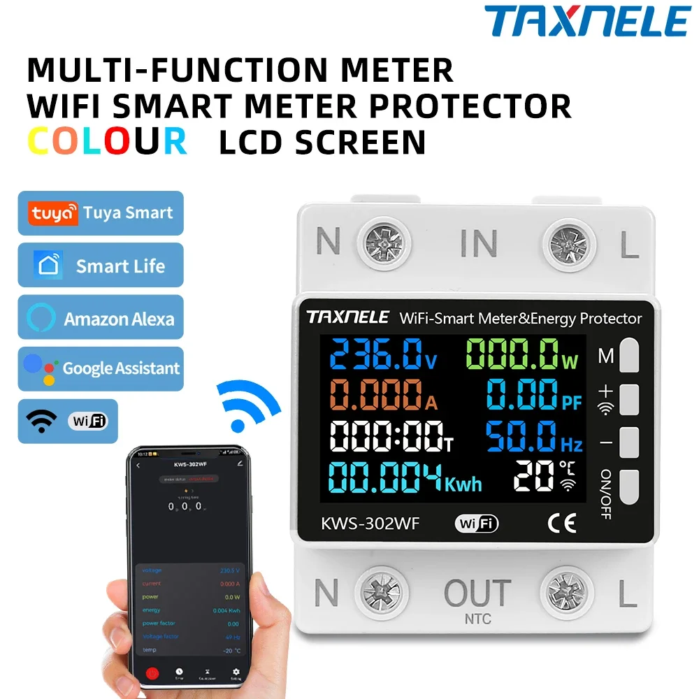 TUYA WiFi Smart Power Meter Over Under Voltage Protection Relay Switch ...
