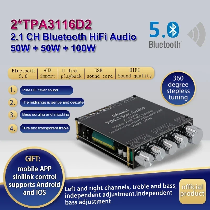 2-50W-100W-Equalizer-Bluetooth-5-0-TPA3116D2-Power-Subwoofer-Amplifier-Board-Class-D-Home ...