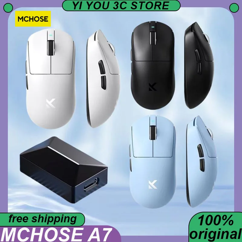 MCHOSE-A7-Wireless-Mouse-Tri-mode-Lightweight-Gaming-Mice-Bluetooth-PAW3395-Low-Delay-Laptop ...
