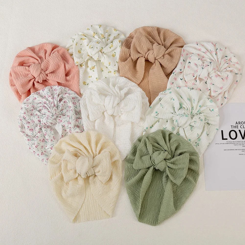 Winkle-Bow-Baby-Turban-Hats-Flower-Tulip-Print-Beanies-Handmade ...