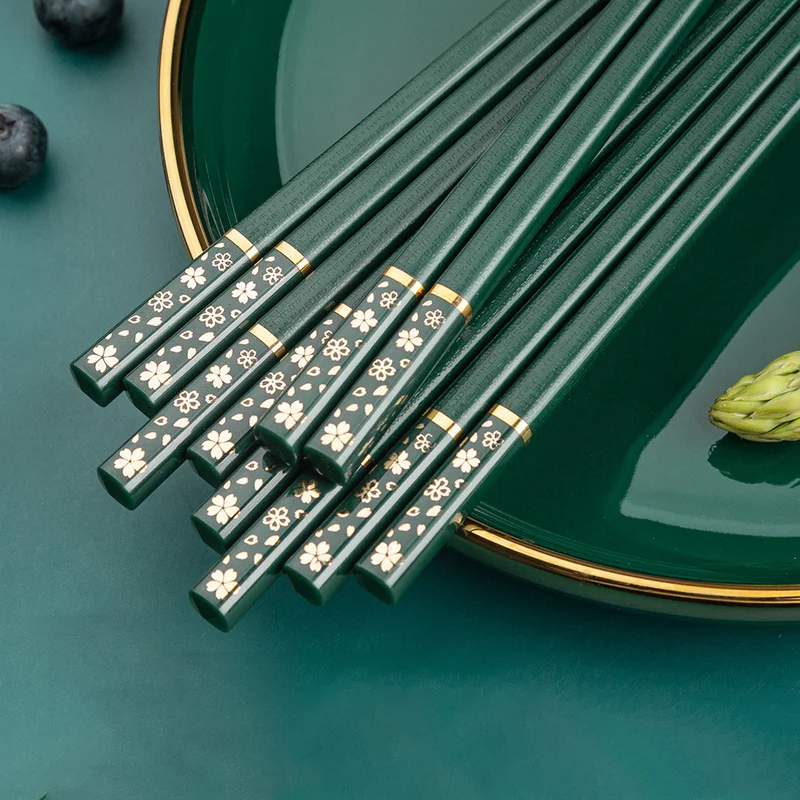 5-Pairs-Chinese-Japanese-Chopsticks-Eating-Reusable-Metal-Korean ...