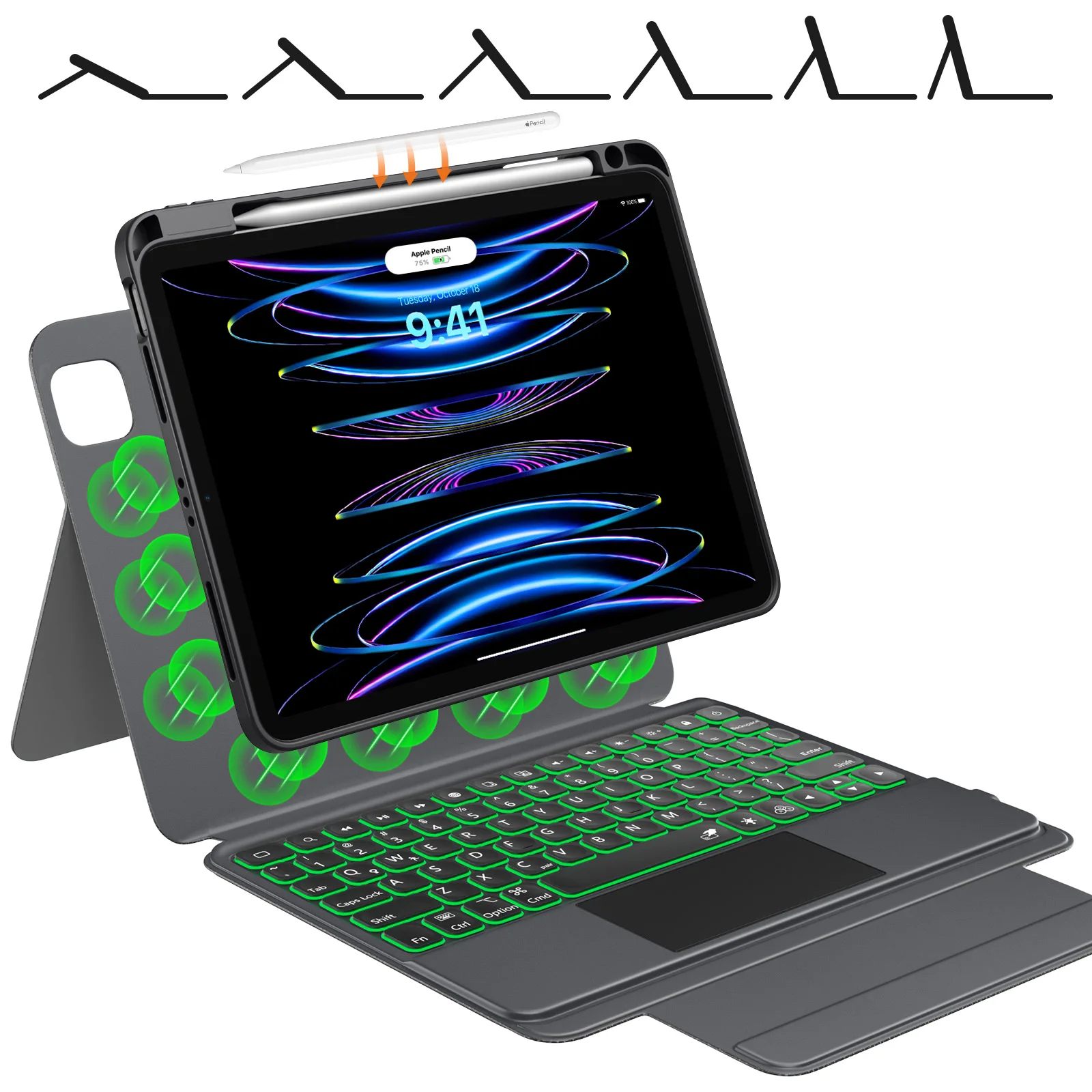 Capa de Teclado Mágico Para iPad Pro 11 2022 2021 2020 2018 Air 5 4 10 ...