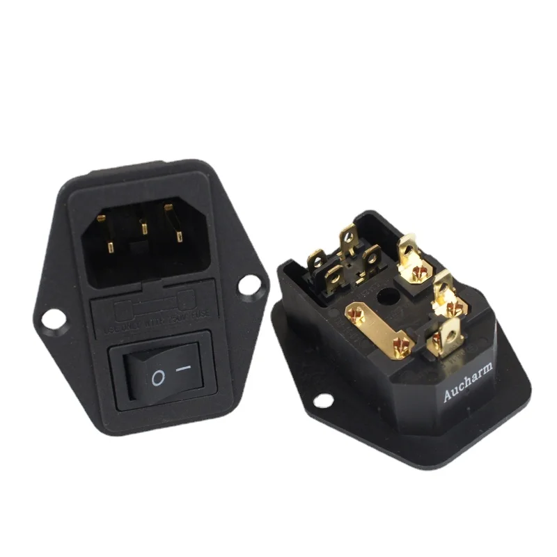 Aucharm HiFi Audio Adapter C13 IEC Connector Socket Gold Plated Copper ...