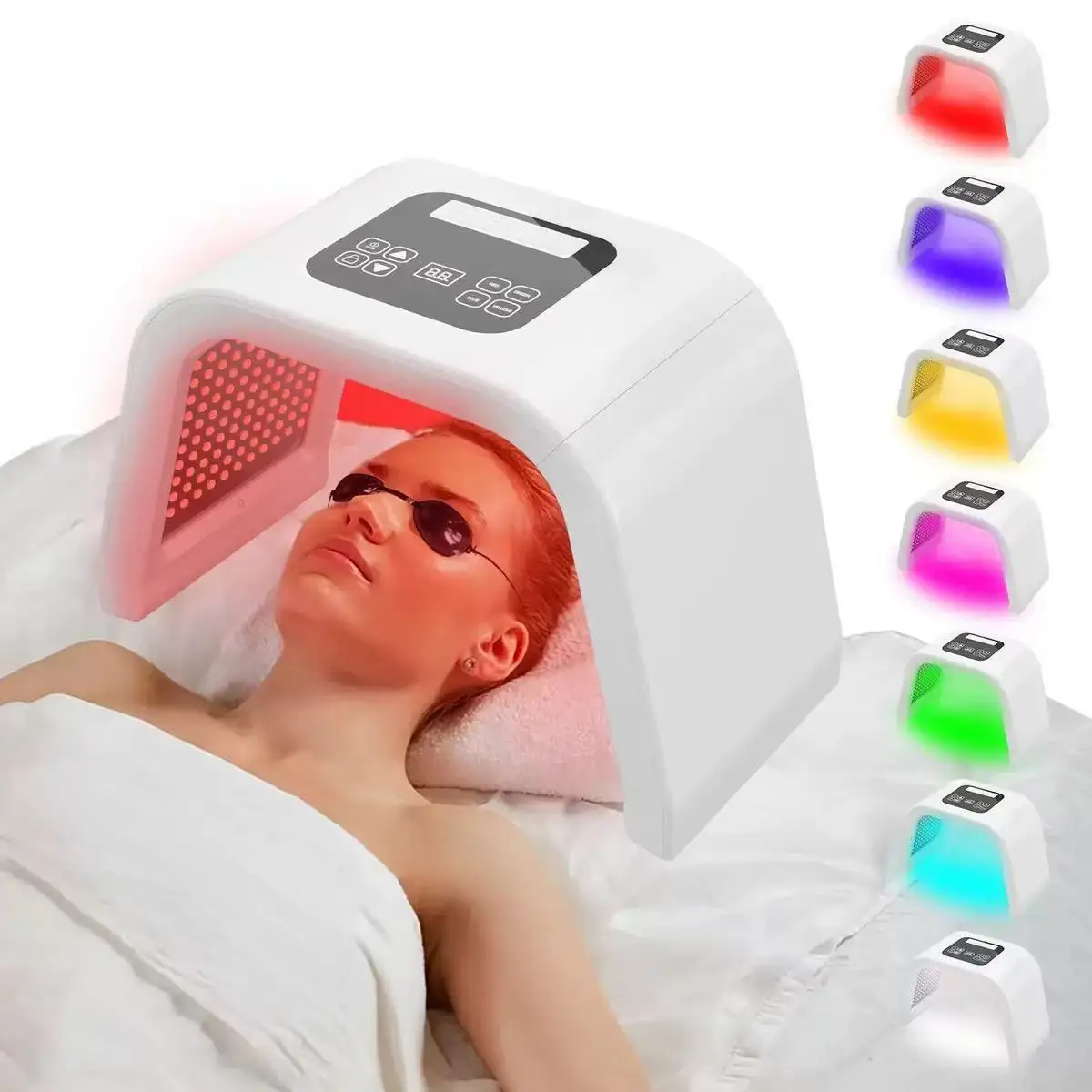 Dispositivo de spa facial LED de 7 cores Luz de rejuvenescimento da ...
