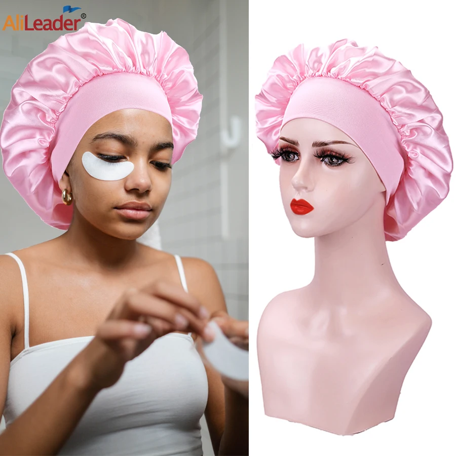 Black-Pink-Purple-Hair-Care-Caps-Silk-Bonnet-Women-S-Nightcaps-With ...