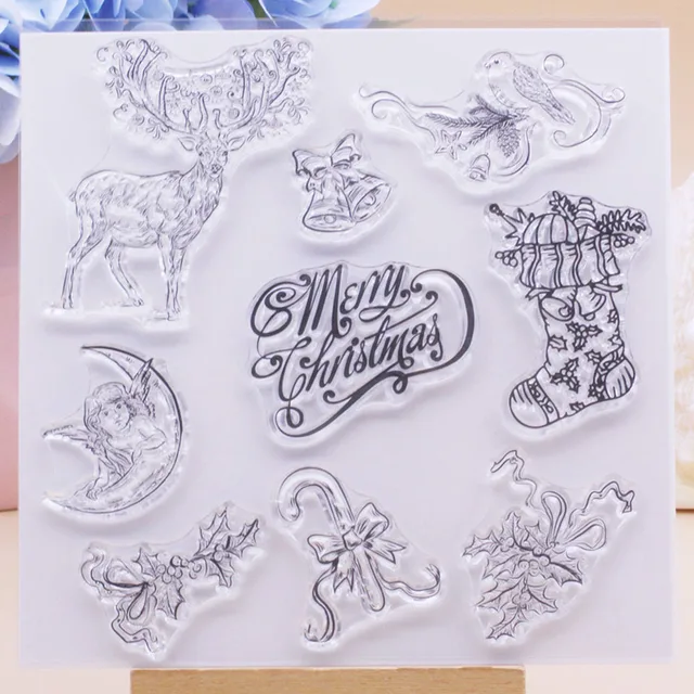Alinacutle CLEAR STAMPS Merry Christmas Deer Scrapbook Card Album Paper ...