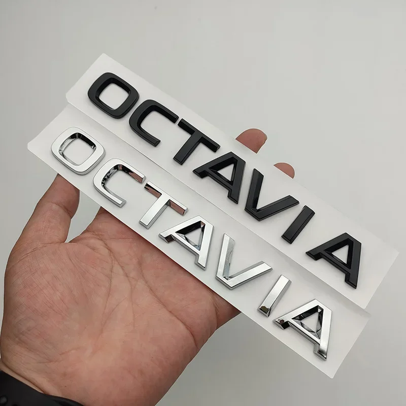 3d ABS Chrome Logo OCTAVIA Emblem Letters Car Trunk Badge For Skoda VRS ...