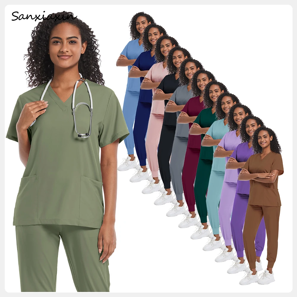 Hospital Scrubs Sets Doctor Nursing Uniform Suit for Male Female Dental ...