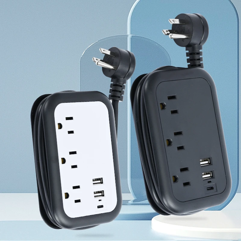 3-Pin-US-Plug-Power-Strip-Extension-Cable-Multi-3AC-Outlets-Electrical ...