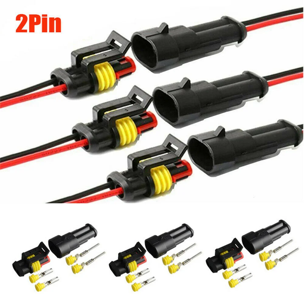 10 Kit 12V 2Pin Cable Wire Connector Plug Super Seal Waterproof ...