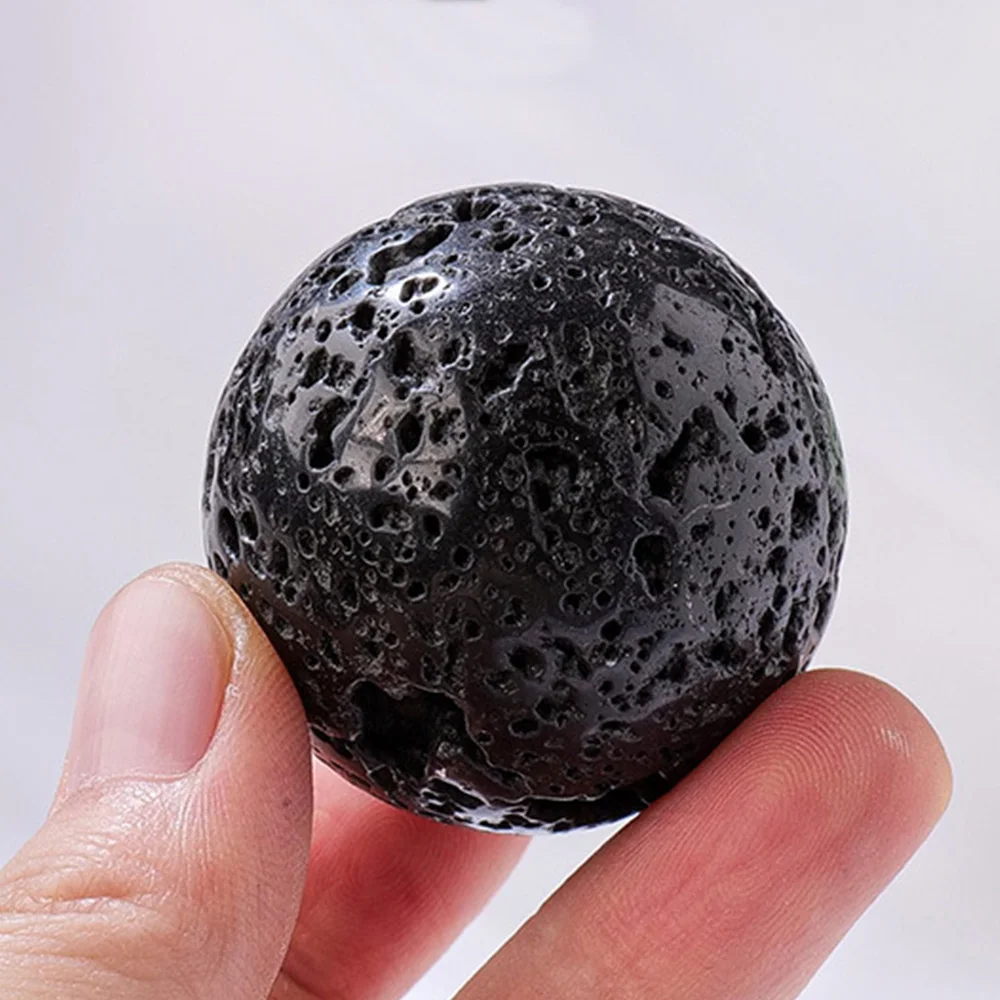1Pc Natural Lava Volcanic Rock 40mm (1.6") Black Sphere Round Ball ...